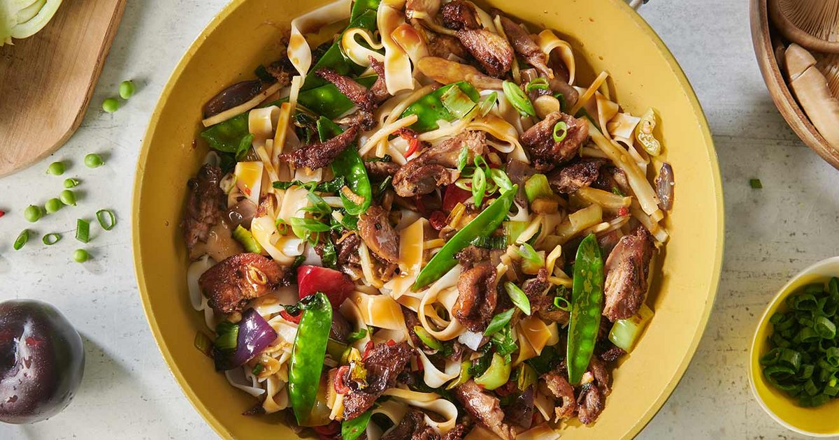 Crispy duck & vegetable stir-fry in plum & soy sauce | Recipe | Kikkoman