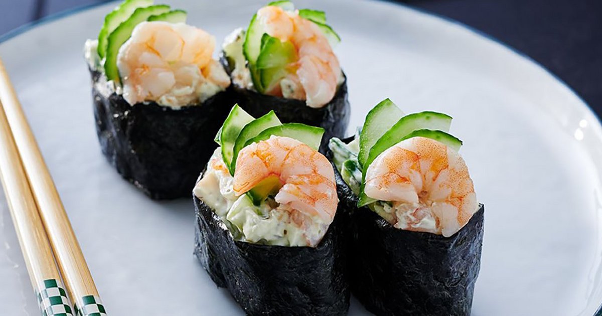 Gunkan Maki Sushi with Prawn & Cucumber recipe | Kikkoman