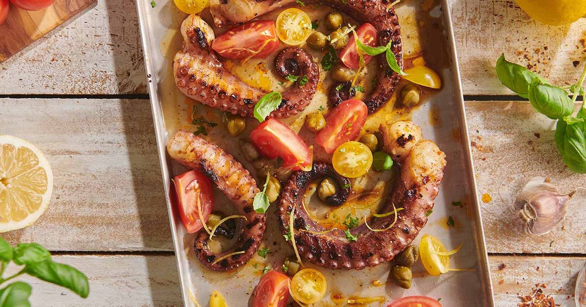 Grilled octopus with ponzu sauce and capers | Recipe | Kikkoman