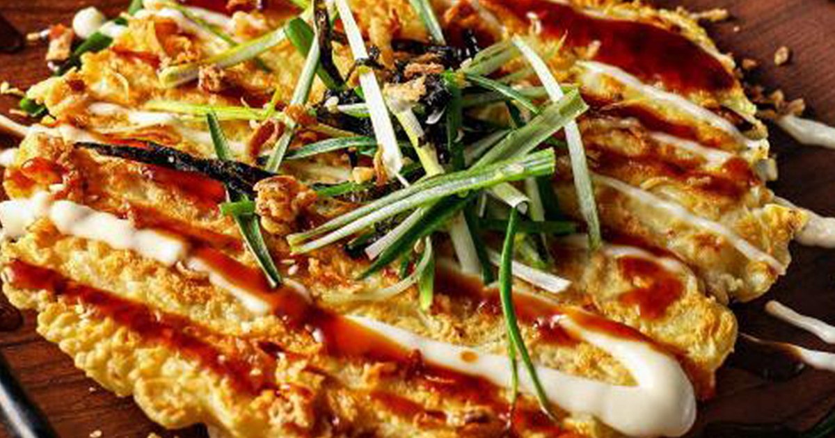 Japanese Okonomiyaki Cabbage Pancake with Teriyaki Garlic Sauce Recipe ...