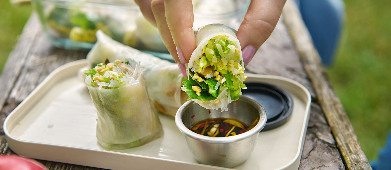 Spring rolls with king oyster mushrooms and Vietnamese sauce | Recipe ...