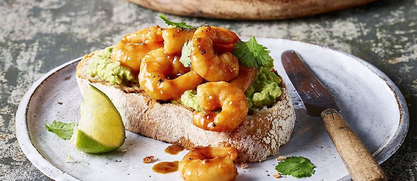 Teriyaki prawn and avocado toast | Recipe | Kikkoman
