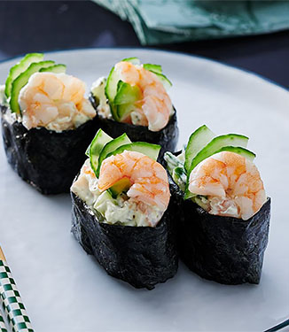 Gunkan Maki Sushi with Prawn & Cucumber recipe | Kikkoman