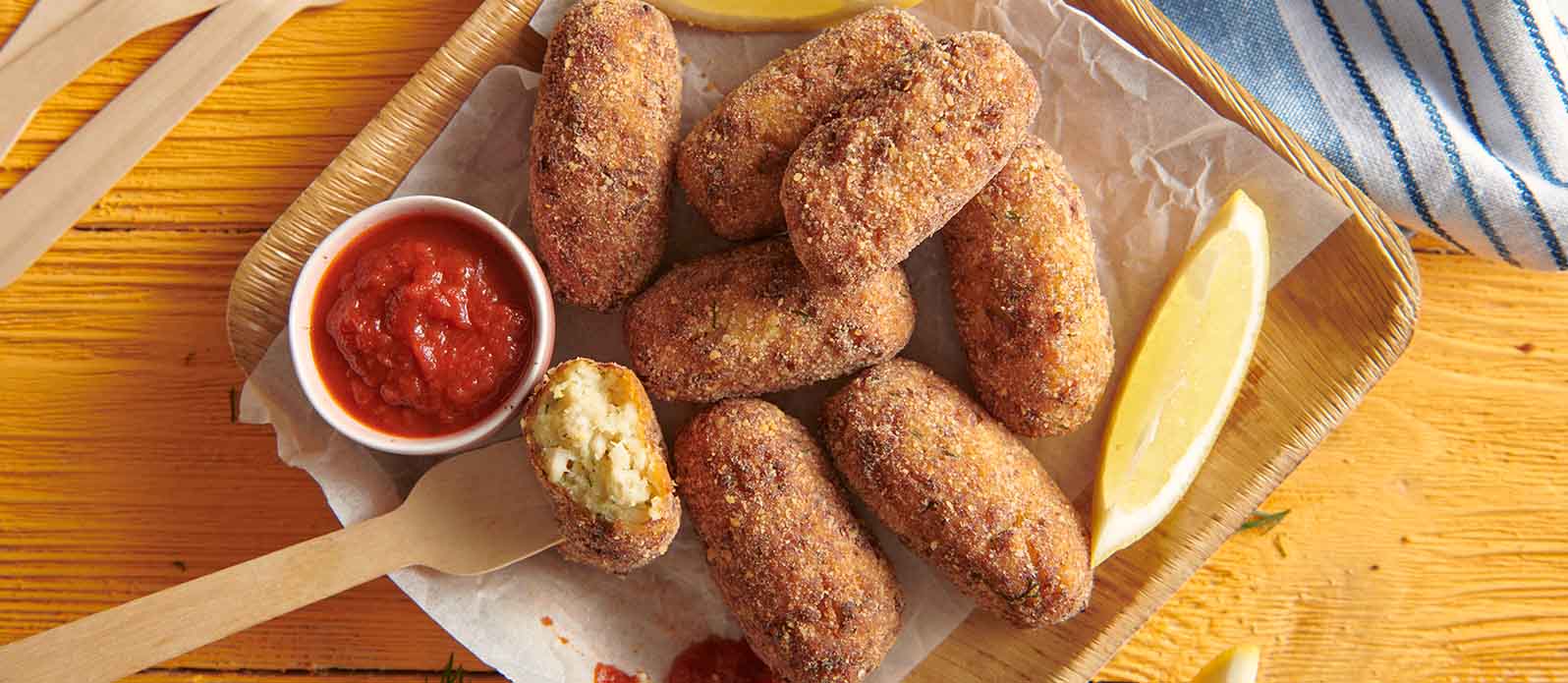 Cod & potato croquettes with tomato sauce | Recipe | Kikkoman