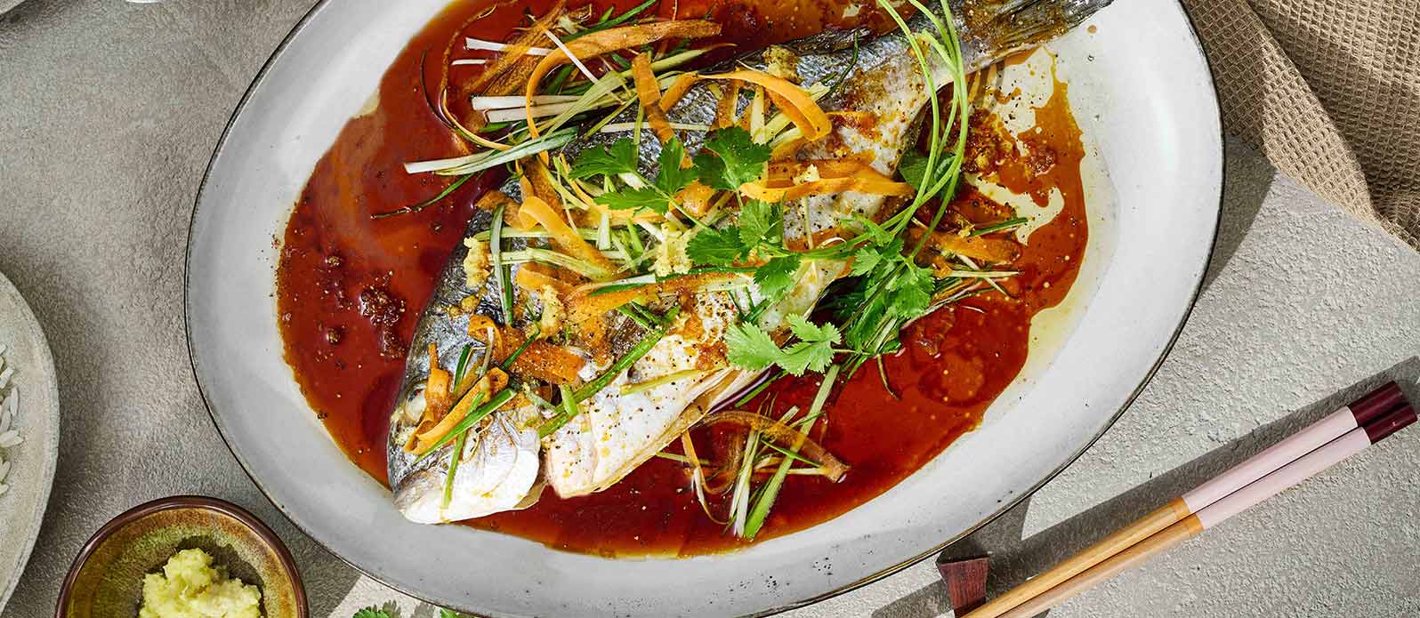 Cantonese Steamed Whole Sea Bream | Recipe | Kikkoman