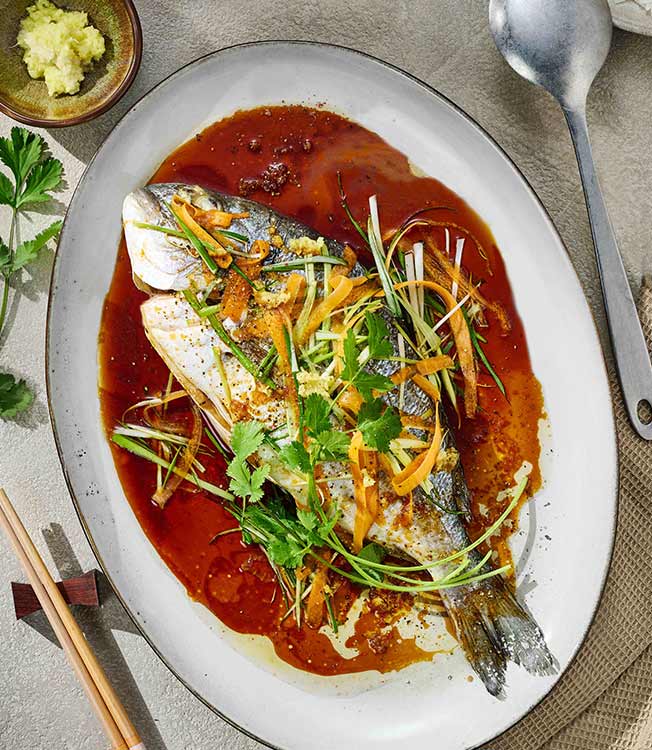 Cantonese Steamed Whole Sea Bream | Recipe | Kikkoman
